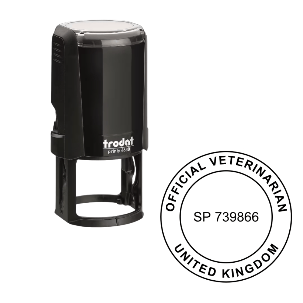 Official Veterinary Round Stamp – SP Number or Practice Logo