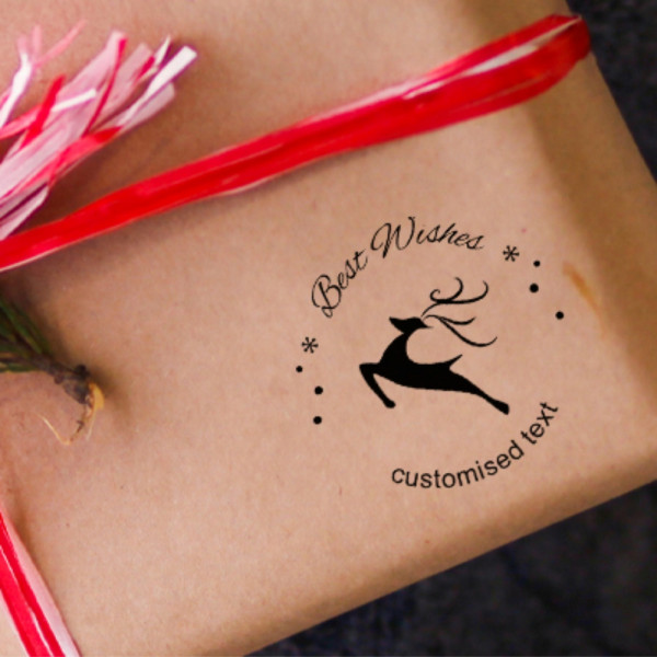 Custom Eco Gift Tag Stamp – Snowflake Stag | Stamps4u.co.uk