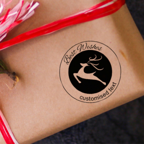 Custom Eco Gift Tag Stamp Best Wishes Stag | Stamps4u.co.uk