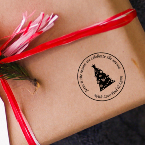 Custom Eco Gift Tag Stamp - Christmas Tree | Stamps4u.co.uk