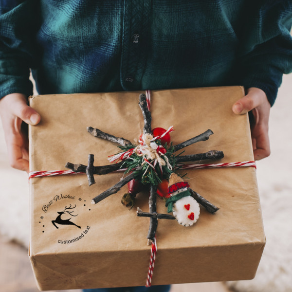 Custom Eco Gift Tag Stamp – Snowflake Stag | Stamps4u.co.uk