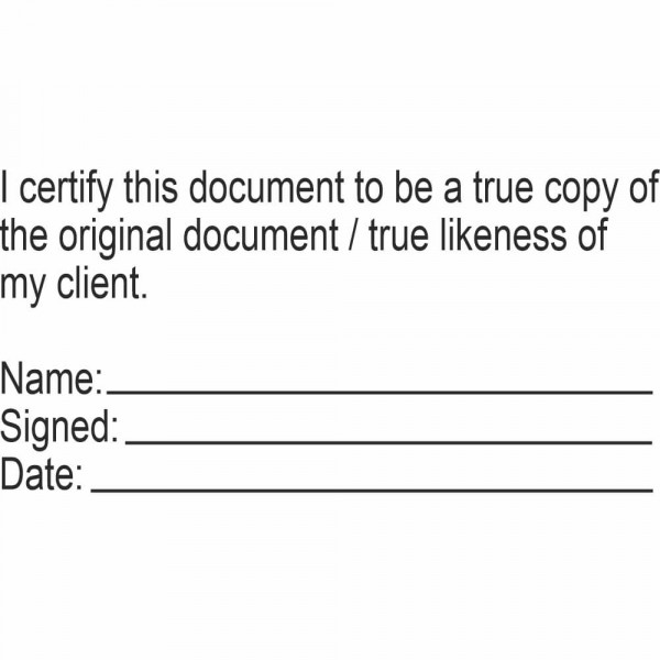 Certified True Copy & True Likeness Stamp