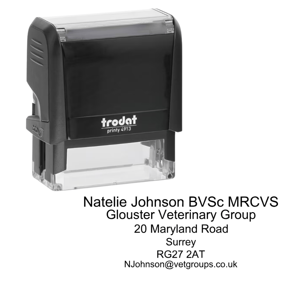 Custom Vet Practice Stamp – Full Address & Contact Details (6 Lines)